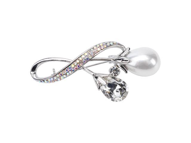 Click here for Vintage Rhinestone Brooch Pin  White Crystal Cloth... prices