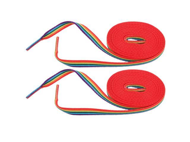 Click here for Gradient Rainbow Shoelaces 2 Pairs Flat Polyester... prices