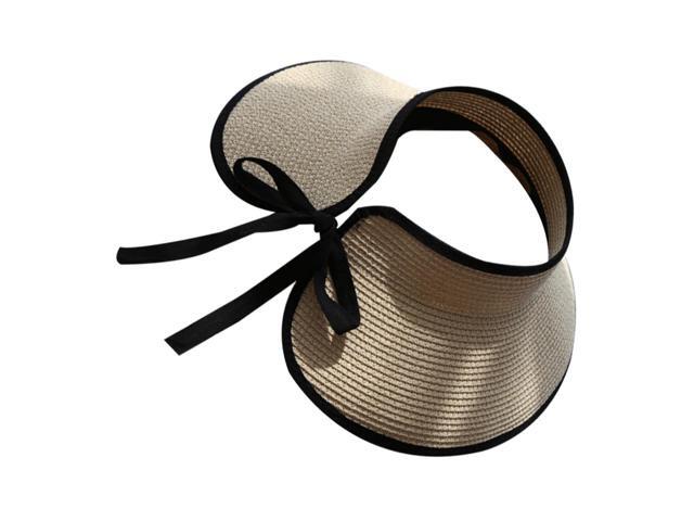 Click here for Womens Large Brim Straw Sun Hat Ribbon Bow Breatha... prices
