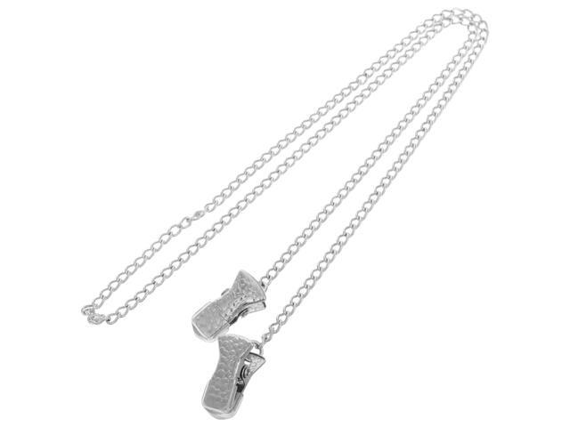 Click here for Eyeglass Chain Clip Metal Textured Pattern Silver... prices
