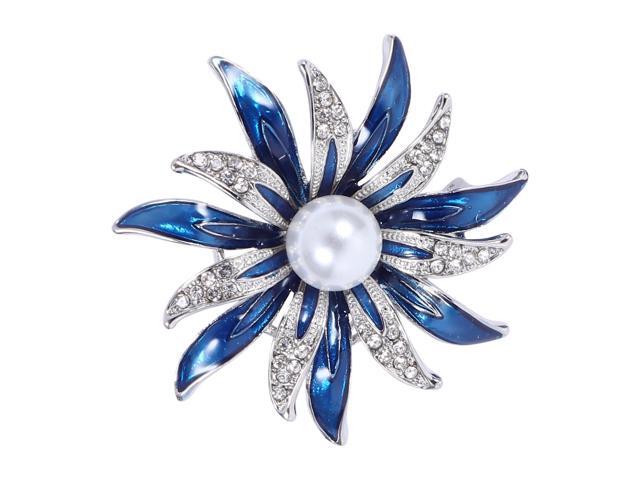 Click here for Silver Alloy Enamel Flower Brooch with Rhinestone... prices