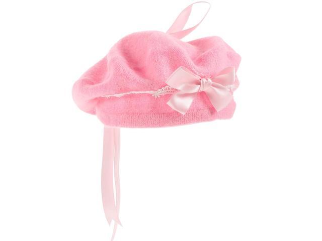 Click here for Pink Wool Beret Hat with Bow  Sweet Decorative Ber... prices