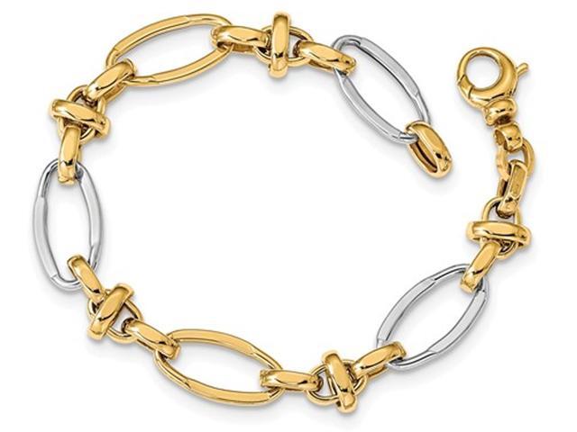 Click here for 14K White and Yellow Gold Polished Link Bracelet (... prices