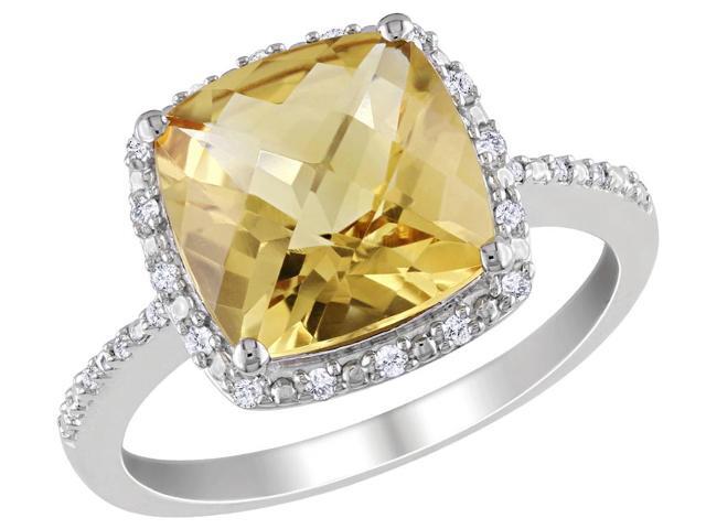 Click here for Citrine and Diamond 4.10 Carat (ctw) Halo Ring in... prices