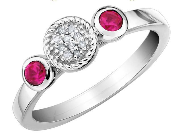 Click here for Lab Created Ruby Ring with Diamonds 1/3 Carat (ctw... prices