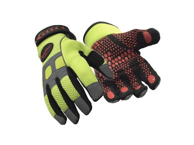 RefrigiWear Mens Insulated HiVis Super Grip Gloves - High-Visibility  Warm Work Gloves  Non-Slip Grip  Water-Resistant  Cold-Weather Protection - Lim