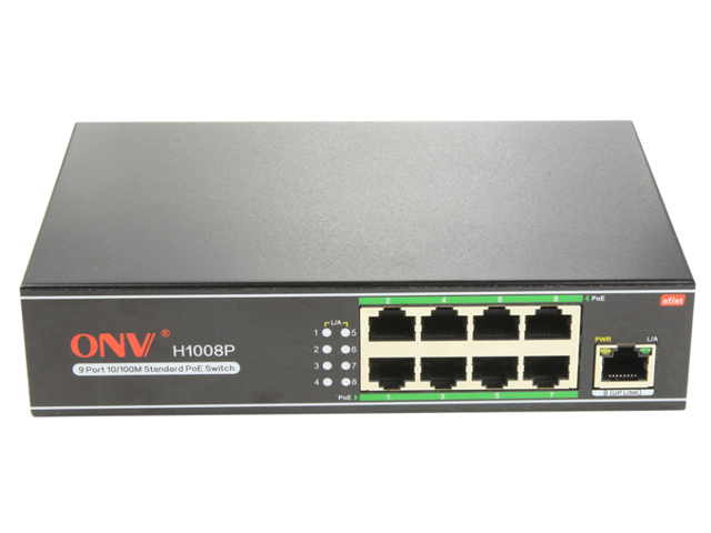 Click here for ONV-H1008P 9-Port 10/100M Standard PoE Switch prices
