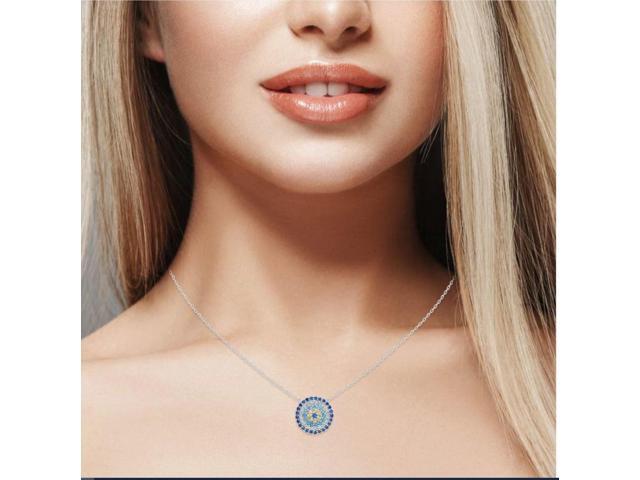 Click here for 925 Sterling Silver Multi Color Evil Eye Circle Pe... prices
