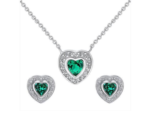 Click here for 0.925 Sterling Silver Green Emerald CZ Heart Penda... prices