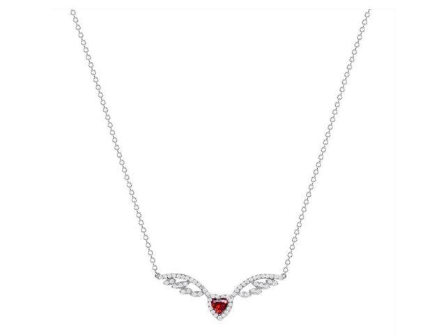 Click here for 925 Sterling Silver Flying Heart Red Cubic Zirconi... prices
