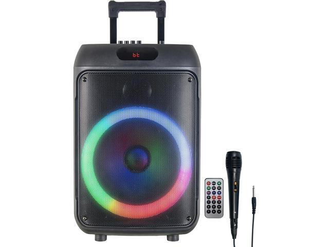 IQ Sound IQ-6412DJBT 2 X 12-inch Portable Bluetooth Speaker  TWS  FM Radio  LED Lights  USB/Micro SD  Built-in Wheels  R