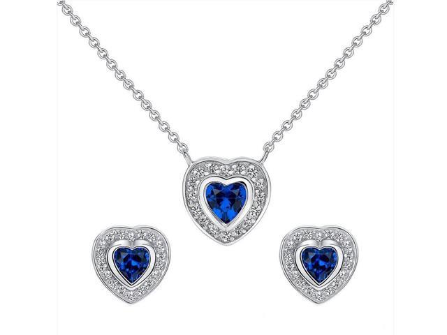 Click here for 925 Sterling Silver Blue Heart Necklace & Earrings... prices