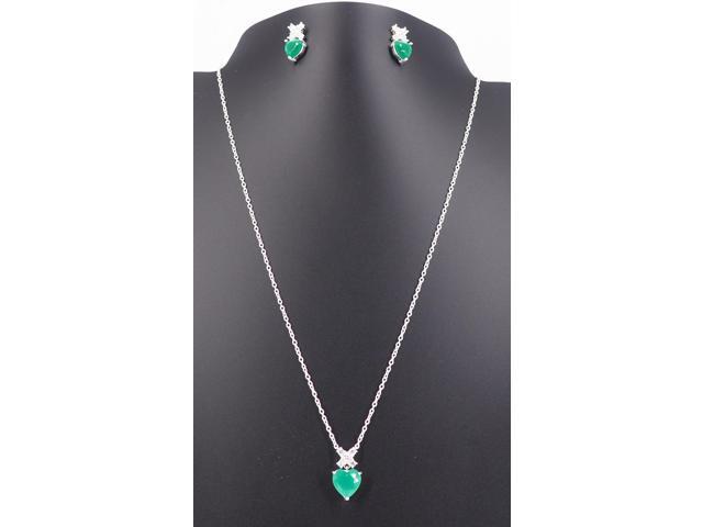 Click here for 0.925 Sterling Silver Green CZ Emerald Heart Penda... prices