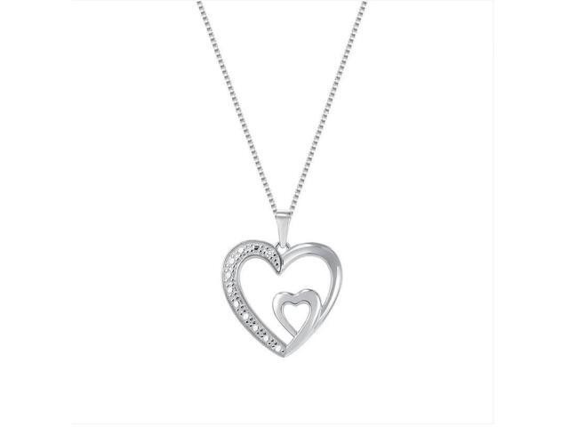 Click here for 0.925 Sterling Silver Rhodium Plated Heart Pendant... prices