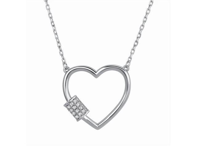 Click here for 0.925 Sterling Silver Clear Cubic Zirconia Heart P... prices