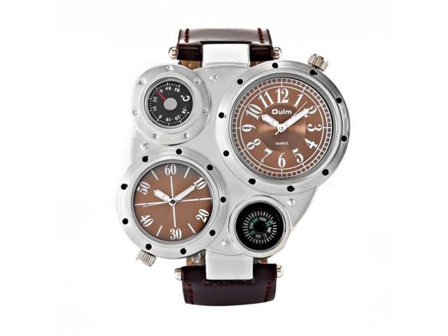 Click here for Oulm 9415 Double Time Zone Men Belt Watch Big Dial... prices