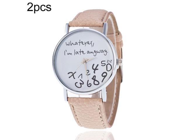 Click here for 2 PCS Alphabet Number Pattern Leather Strap Watch... prices