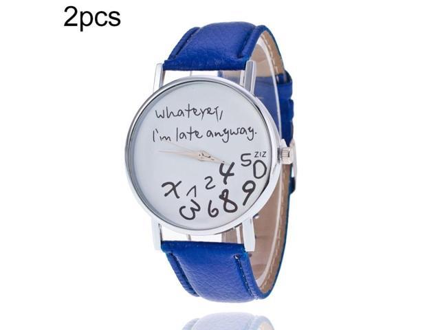 Click here for 2 PCS Alphabet Number Pattern Leather Strap Watch... prices