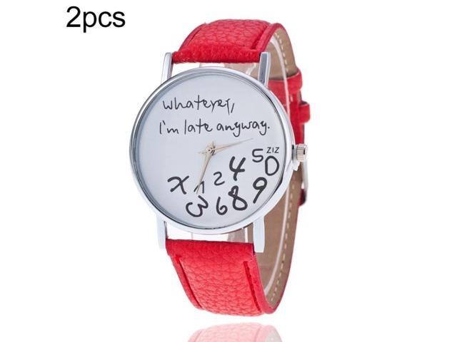 Click here for 2 PCS Alphabet Number Pattern Leather Strap Watch... prices
