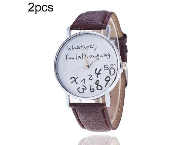 Click here for 2 PCS Alphabet Number Pattern Leather Strap Watch... prices