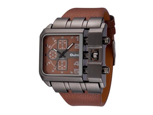 Click here for Oulm 3364 Men Square Dial Leather Belt Quartz Watc... prices