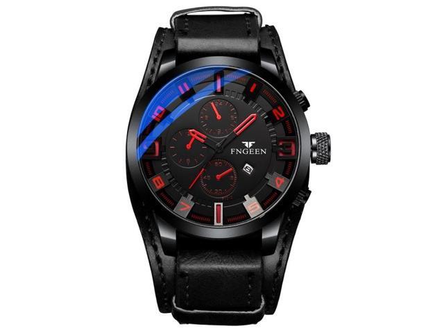 Click here for FNGEEN P1010 Men Fashion Large Dial Leather Belt W... prices