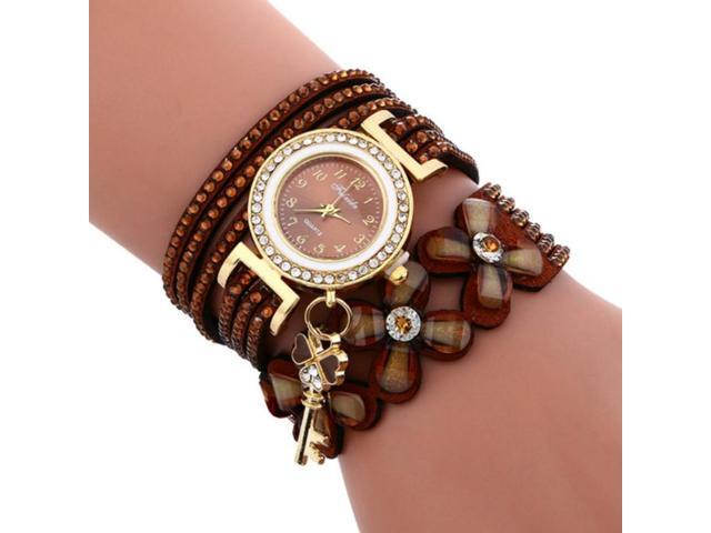 Click here for FULAIDA Round Dial Diamond Flower Bracelet Watch w... prices