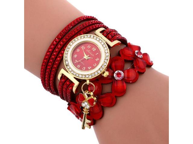 Click here for FULAIDA Round Dial Diamond Flower Bracelet Watch w... prices