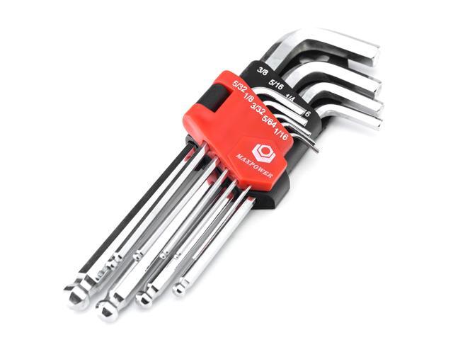 Click here for MAXPOWER 9-Piece Ball Hex Key Set - Pro Grade Larg... prices