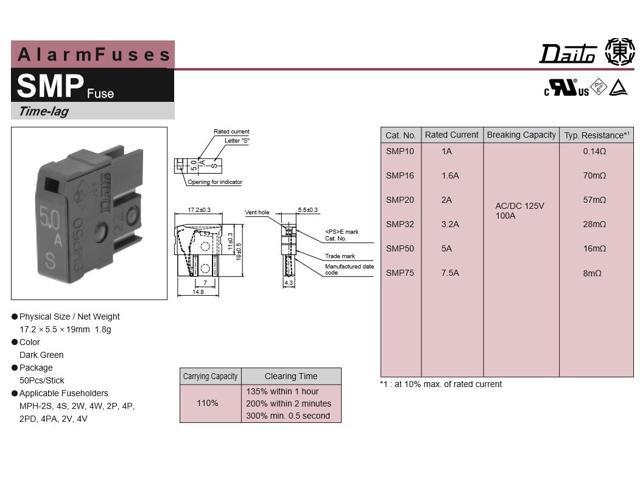 Click here for Daito SMP10 Alarm Fuse 1A  Time-lag SMP Fuse New prices