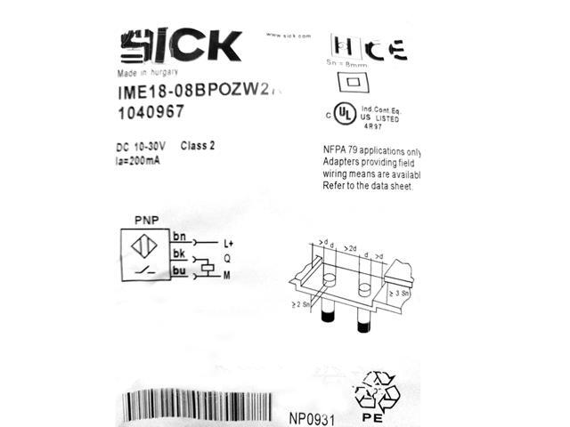 Click here for SICK IME18-08BPOZW2K Inductive proximity sensors... prices