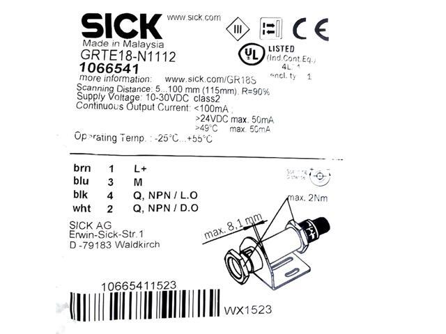 Click here for SICK GRTE18-N1112 Cylindrical photoelectric sensor... prices
