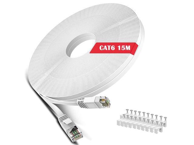 Click here for WISCENT Cat 6 Ethernet Cable 50 ft White - Flat In... prices