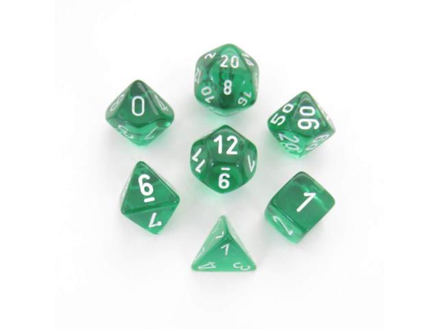 Click here for 7 Set Cube Translucent Polyhedral Green Dice White... prices