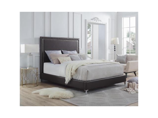 Click here for Mansfield Espresso Leather Platform Bedframe - Kin... prices