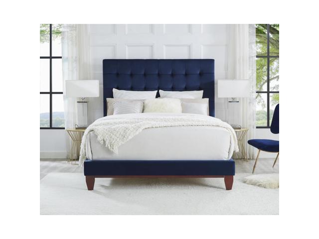 Click here for Georges Blue Velvet Platform Bedframe - Queen Size... prices