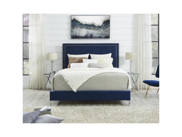 Click here for Mansfield Blue Velvet Platform Bedframe - King Siz... prices