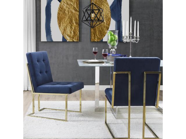 Click here for Rockefellar Navy Blue Velvet Dining Chair - Set of... prices