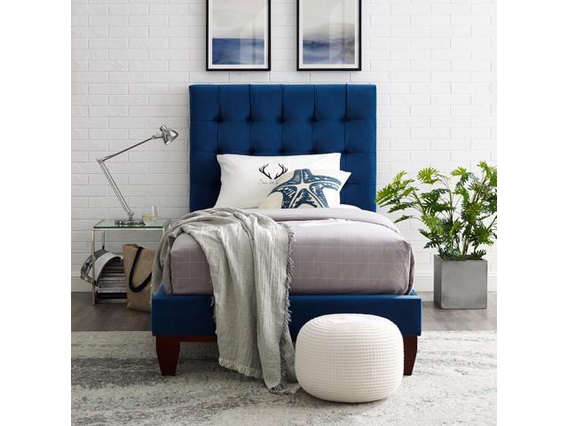 Click here for Georges Navy Velvet Platform Bedframe - Full Size... prices