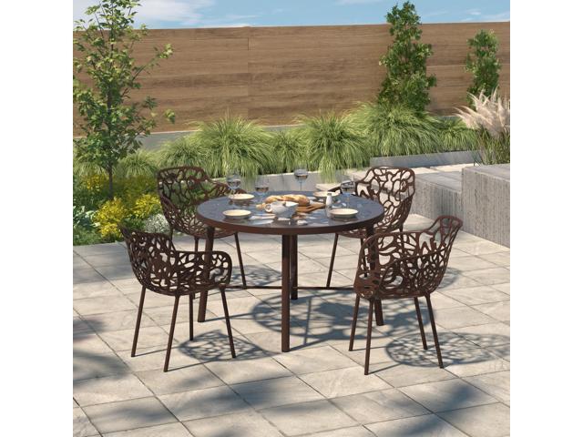 Click here for LeisureMod Devon Tree Design Glass Top Aluminum Ba... prices