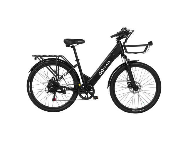 GoPowerBike GoVelo Electric Adult Bike 26 Tires Top Speed 20MPH Up to 50 Miles+ Range 500W Motor Removable Battery Black/Black