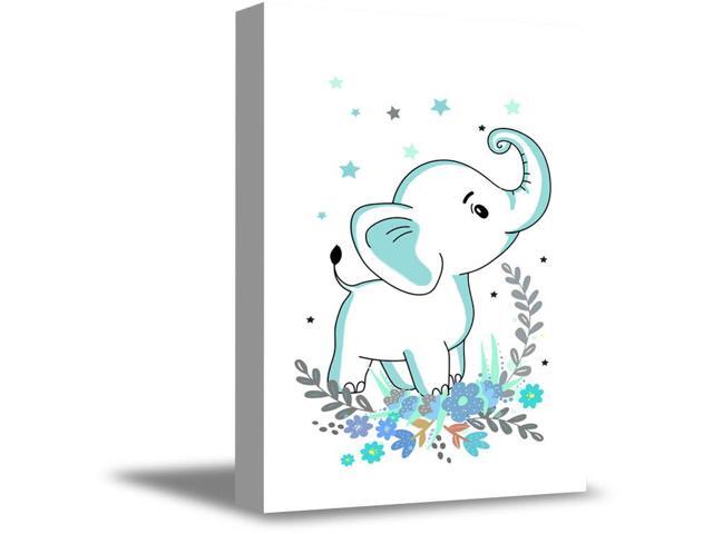 Click here for Awkward Styles Nursery Canvas Wall Art Blue Elepha... prices