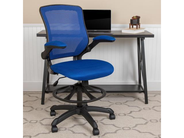 Click here for Mid-Back Blue Mesh Ergonomic Drafting Chair with A... prices