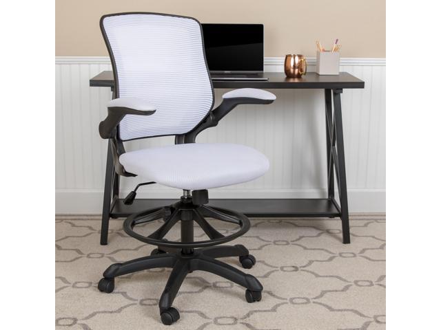 Click here for Mid-Back White Mesh Ergonomic Drafting Chair with... prices