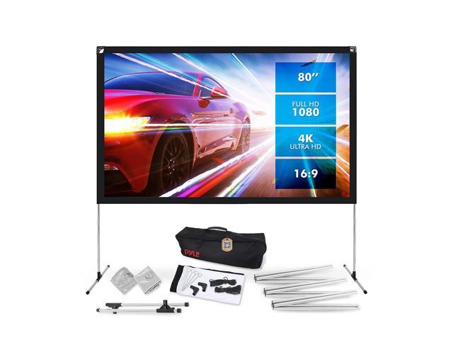 Pyle 80 Portable Outdoor Projection Screen â Lightweight Frame Stand  Hd 16:9 Display - White