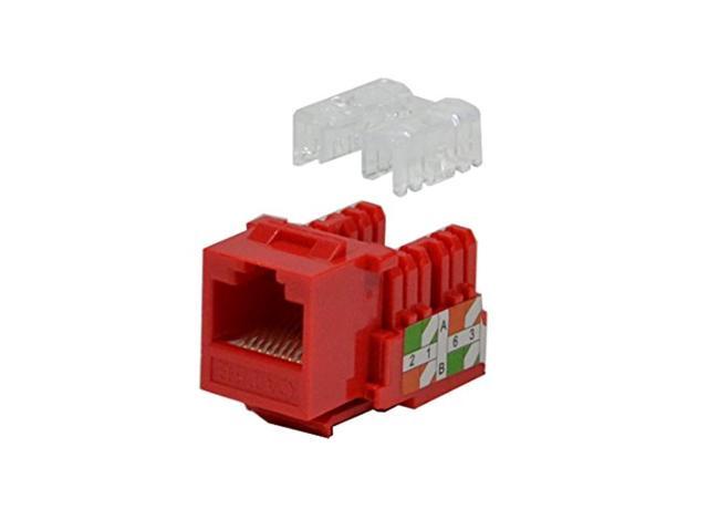 Click here for 5 pack lot Keystone Jack Cat5e Red Network Etherne... prices