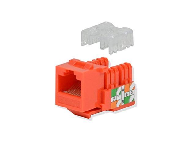 Click here for 5 pack lot Keystone Jack Cat5e Orange Network Ethe... prices