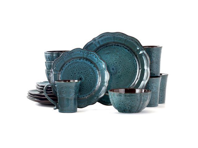 Click here for Elama Lavish Blue 16 Piece Dinnerware set with Com... prices