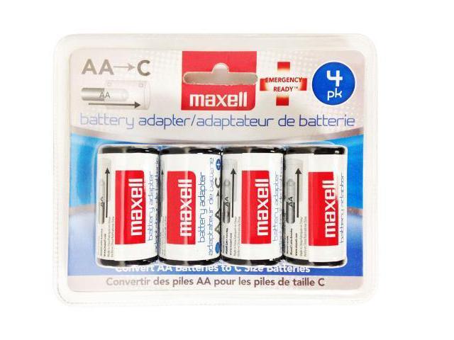 Click here for 4-Card C Size Maxell Battery Adapters for AA Batte... prices