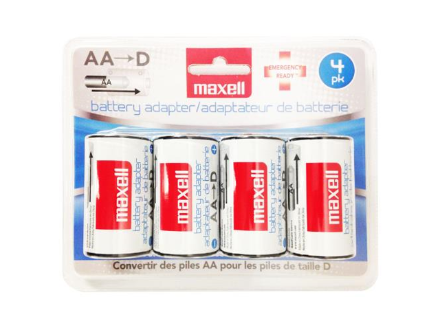 Click here for 4-Card D Size Maxell Battery Adapters for AA Batte... prices